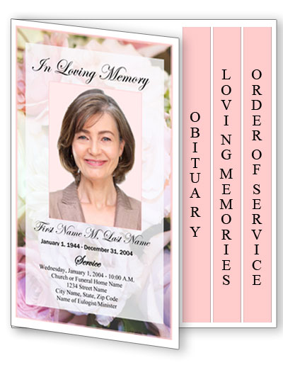 Pastel Memories Funeral Program Template 4 Page Graduated Fold 