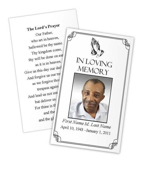 Praying Hands Memorial Prayer Card Template Elegant Memorials